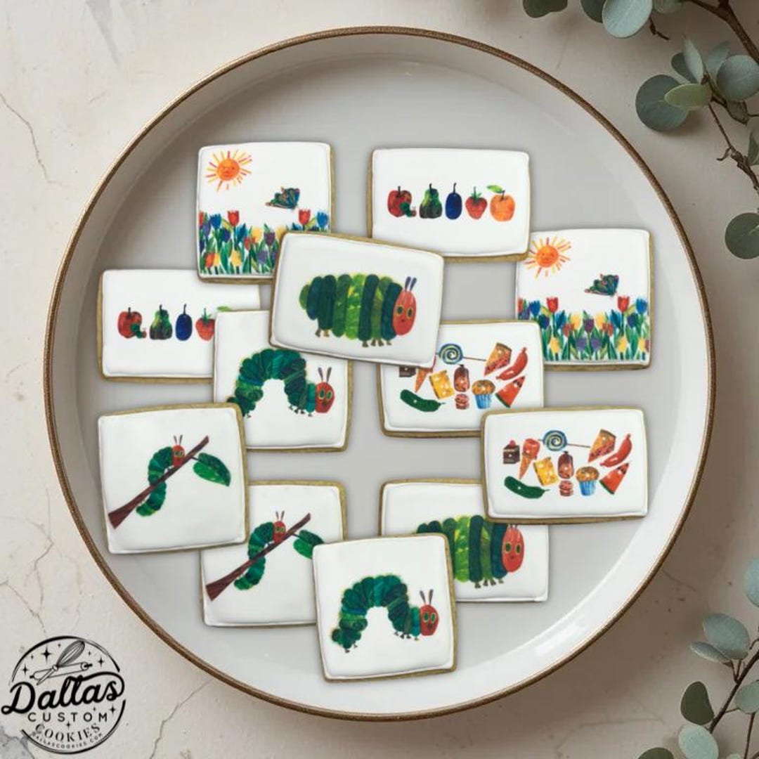 1 Dozen Hungry Caterpillar Themed Decorated Sugar Cookies Caterpillar ...