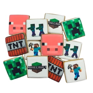 12 Count Minecraft Themed Party Cookies Minecraft Decorated Sugar ...