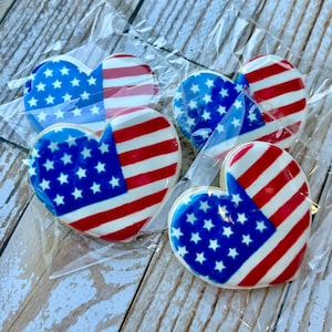 12 Count Patriotic Hearts With Flag 4th of July Decorated Sugar Cookies ...