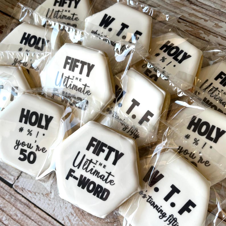 12 Count Ultimate F Word 50th Birthday Cookies WTF Fifty Birthday ...