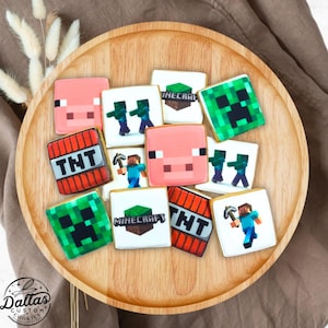 12 Count Minecraft Themed Party Cookies Minecraft Decorated Sugar ...
