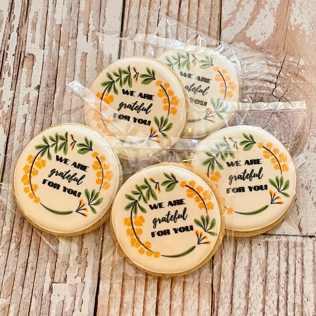 We Are Grateful for You Floral Appreciation Thank You Cookies Decorated ...