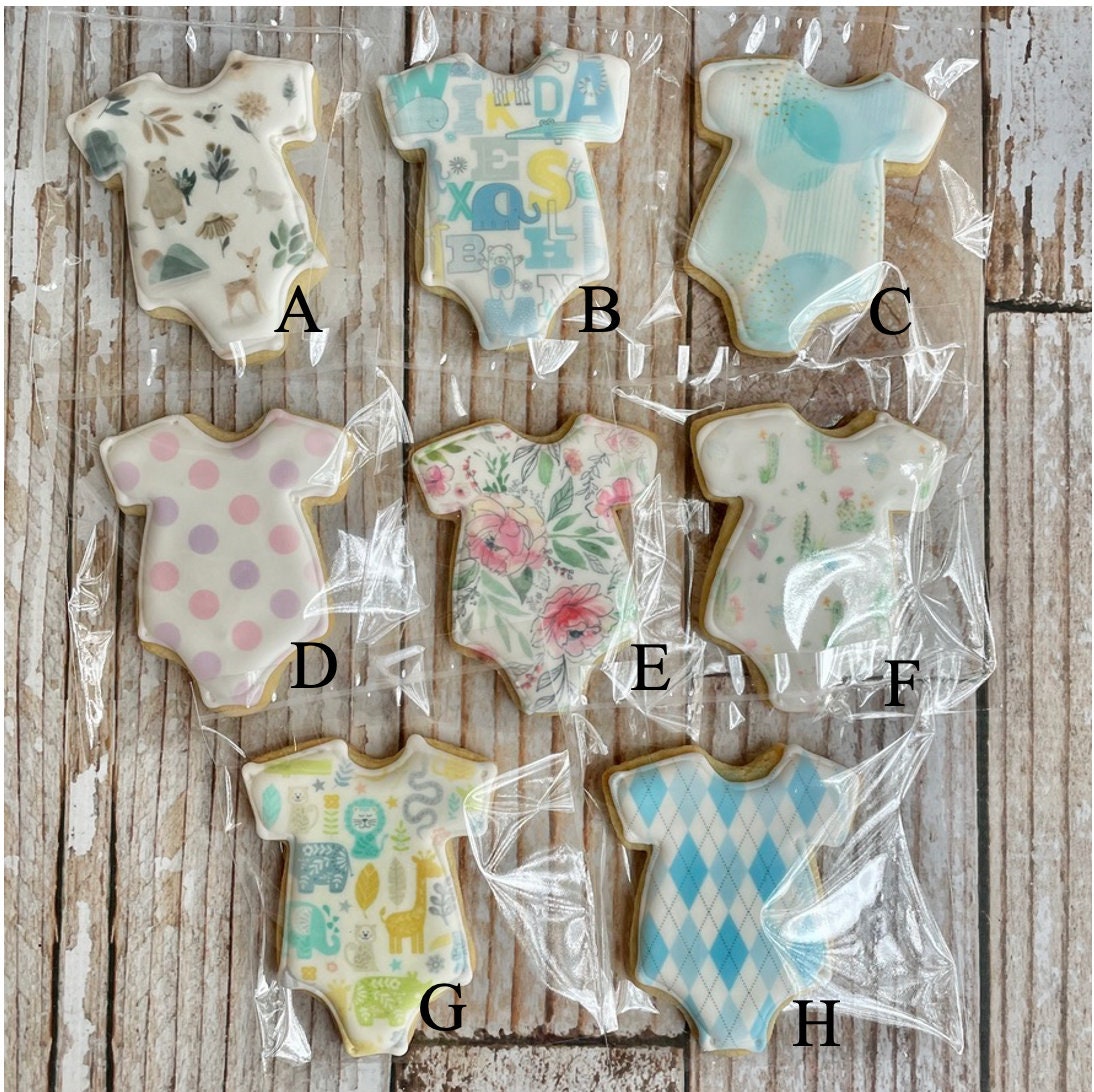 1 Dozen Girl or Boy Baby Shower Onesie Decorated Cookies Floral Cookies ...
