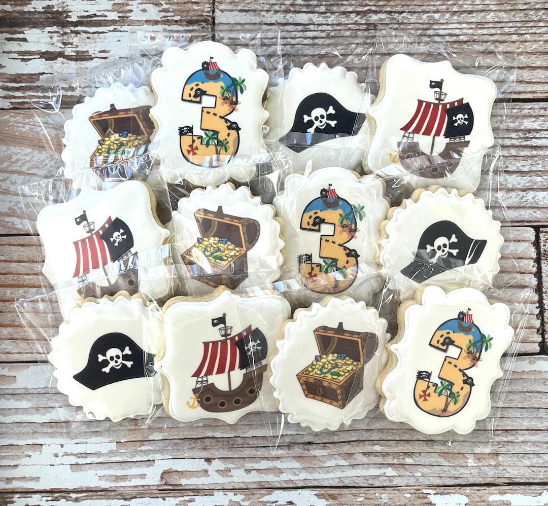 1 Dozen Pirate Themed Decorated Birthday Cookies Treasure Chest Pirate ...