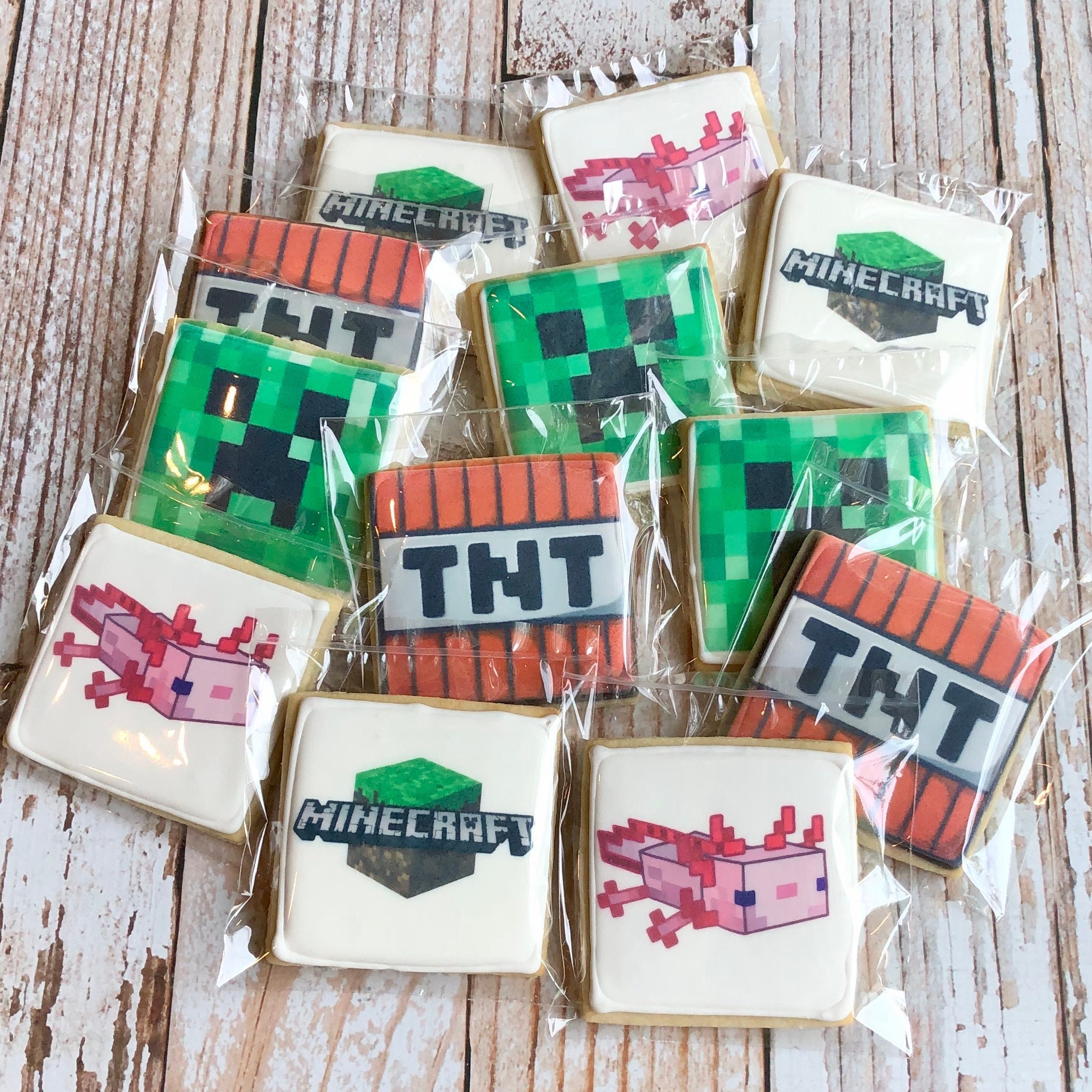 12 Count Minecraft Themed Party Cookies Minecraft Decorated - Etsy