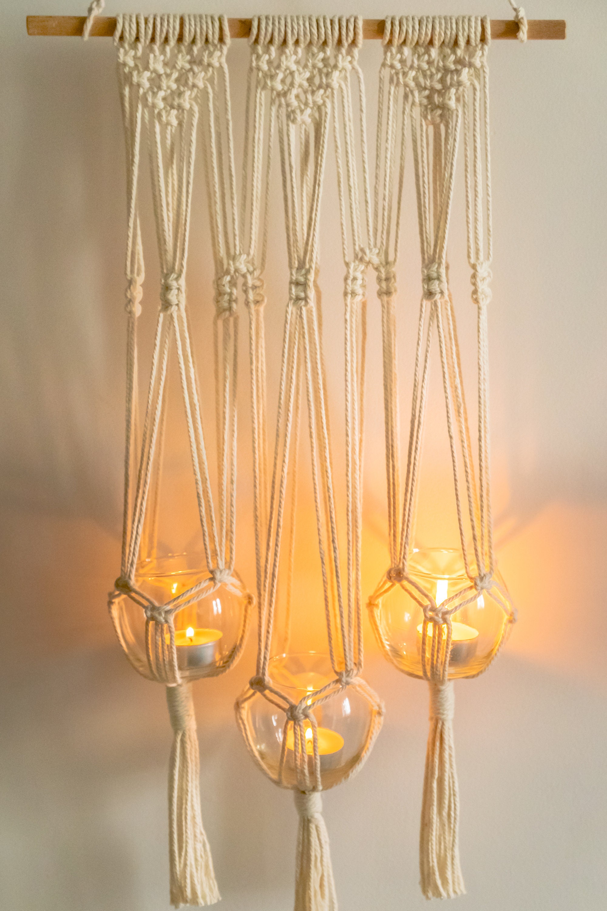 Handmade Macrame Candle Hanger/ Makramee Kerzenhalter - Etsy