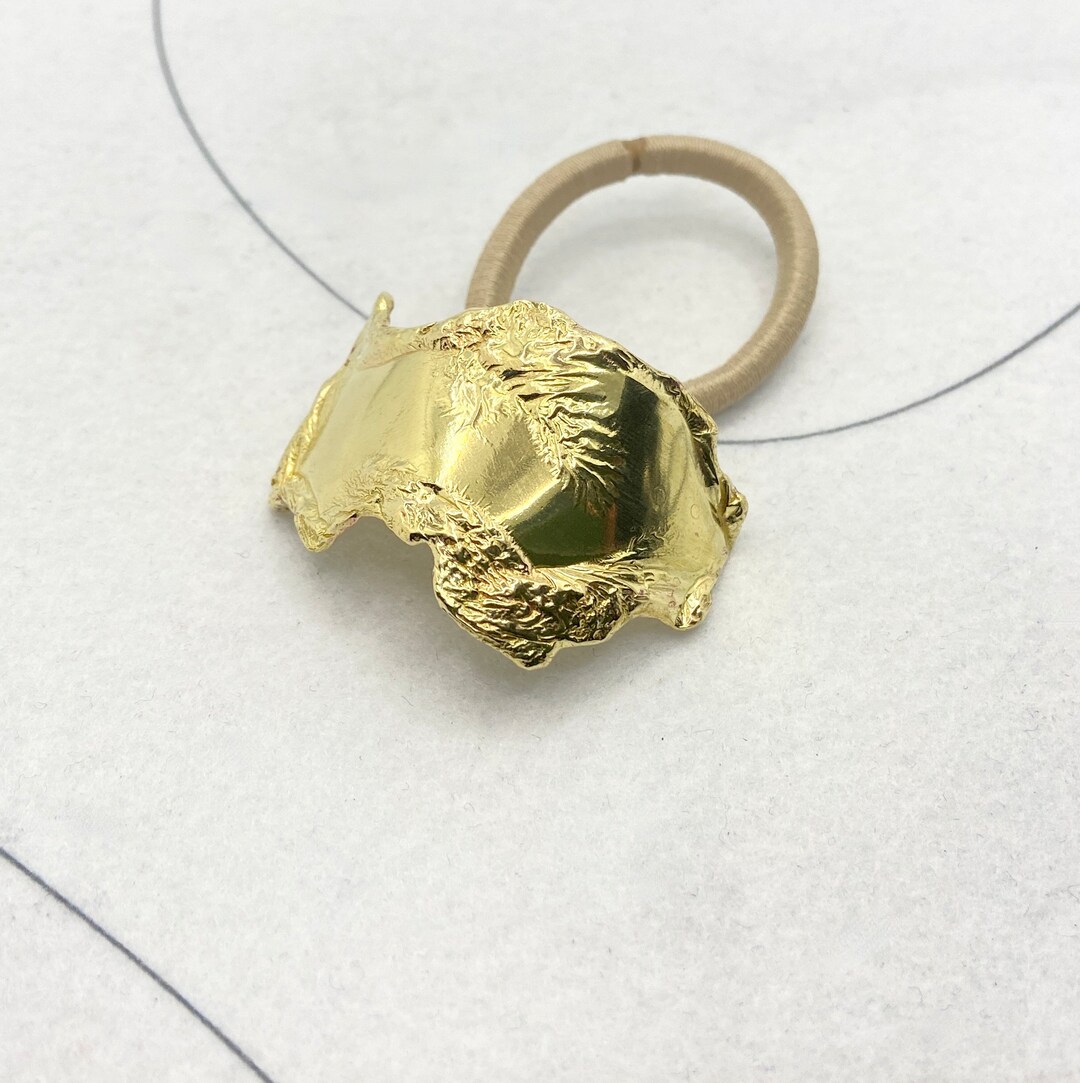 Liquid Metal Golden Ponytail Cuff, Brass Hair Accessory for Women ...