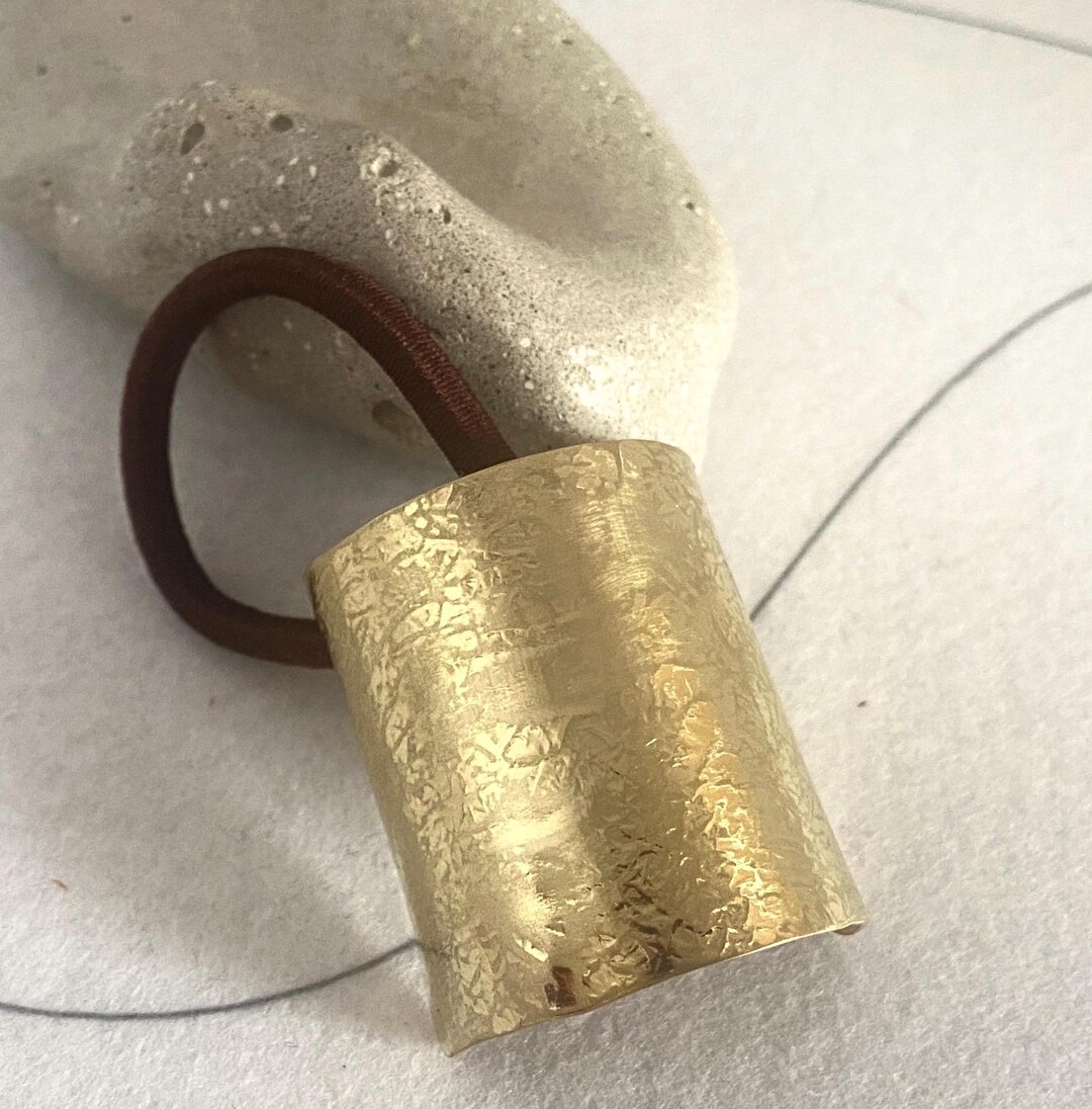 Dainty Textured Metal Ponytail Cover, Handmade Minimalist Gold Hair ...