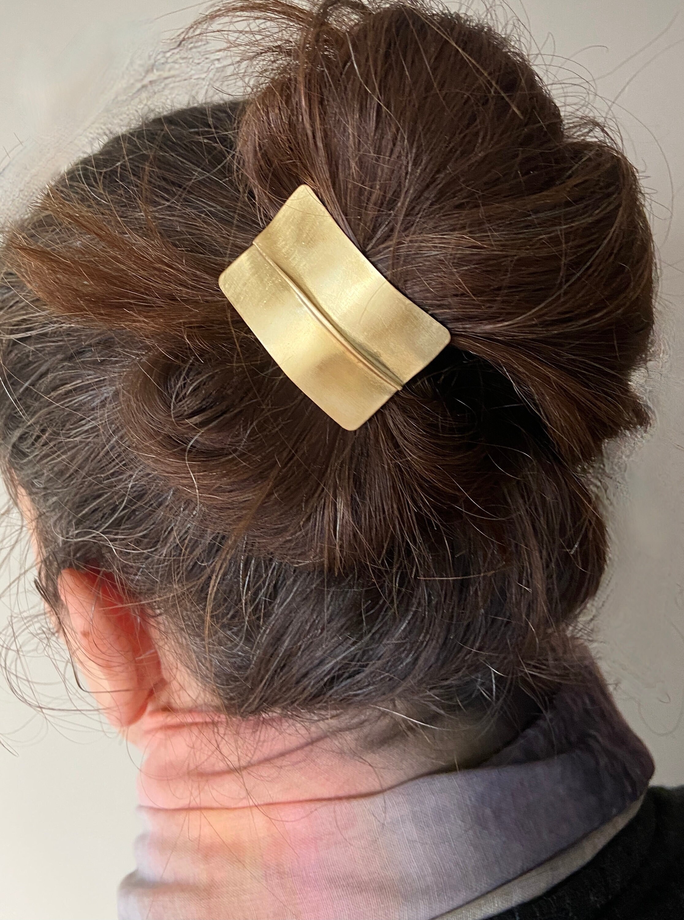 Elegant Gold Hair Cuff for Messy Buns, Folded Brass Hair Accessory ...