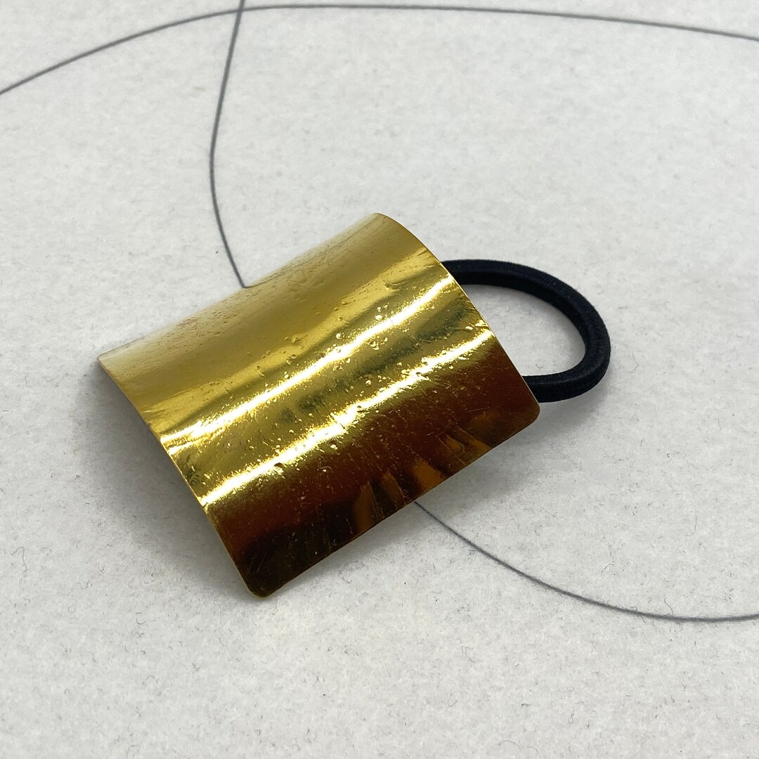 Large Gold Ponytail Cuff, Brass Hair Tie, Textured Glossy Ponytail ...