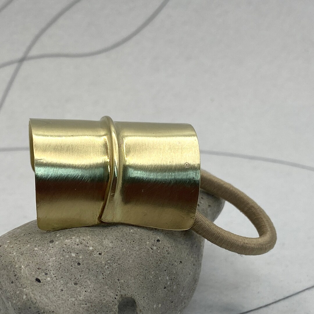 Matt Golden Ponytail Holder, Hand Forged Festive Brass Ponytail Cuff ...