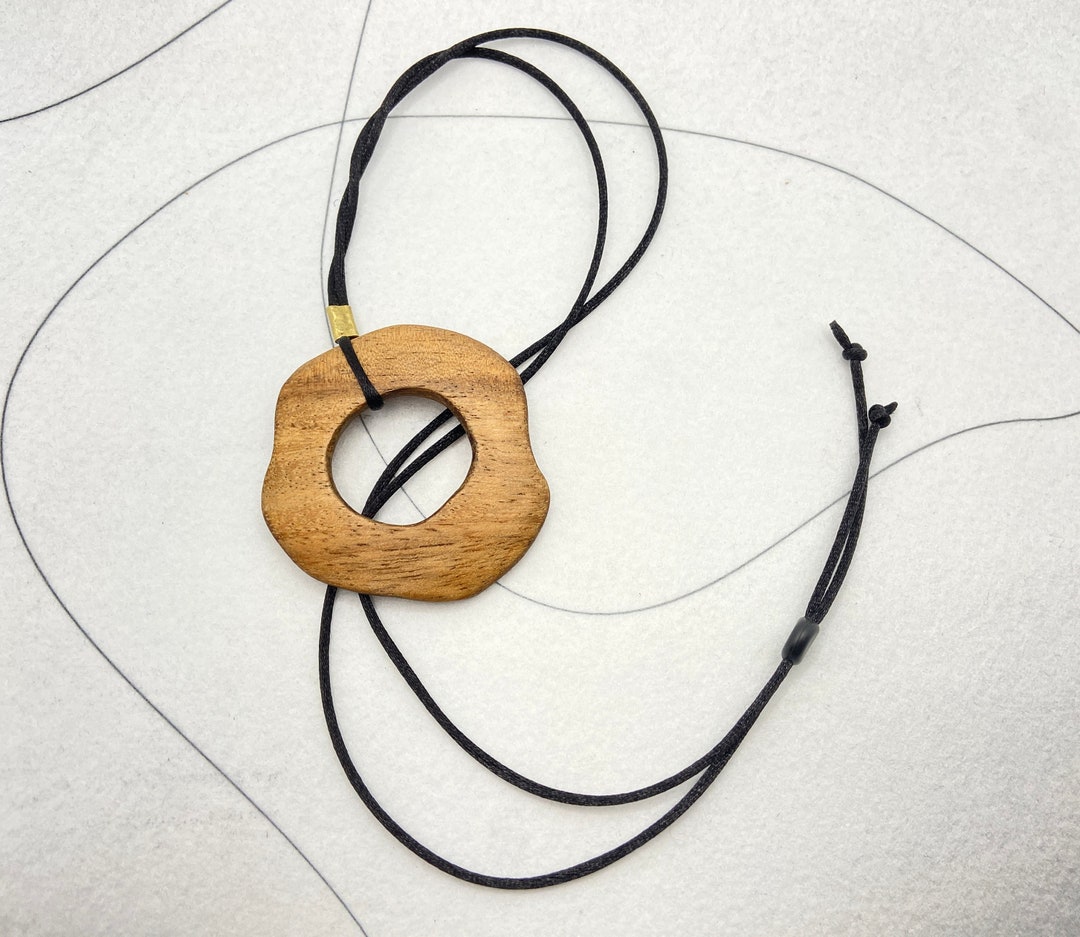 Reclaimed Mango Wood Freeform Jumper Necklace, Polished Mango Wood ...