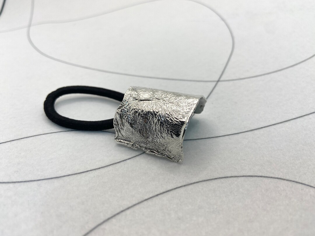 Liquid Metal Sterling Silver Ponytail Cuff, Textured Boho Hair Wrap ...