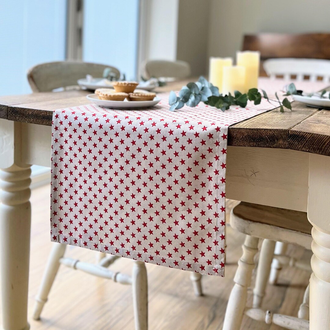 Red Star Table Runner, Rustic Table Runner - Etsy