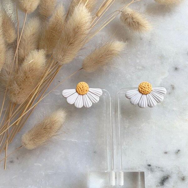 Half Flower Earrings - Etsy
