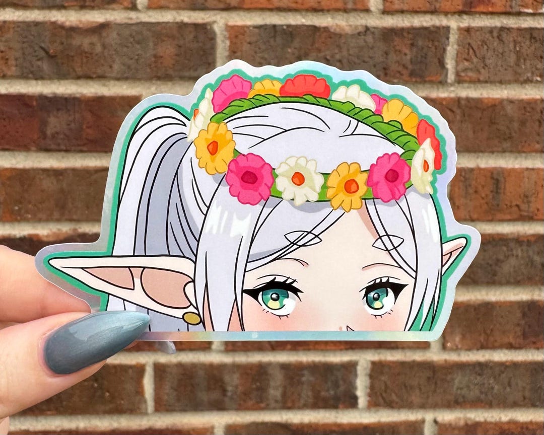 Anime Mage Elf Holographic Peeker Sticker - Etsy