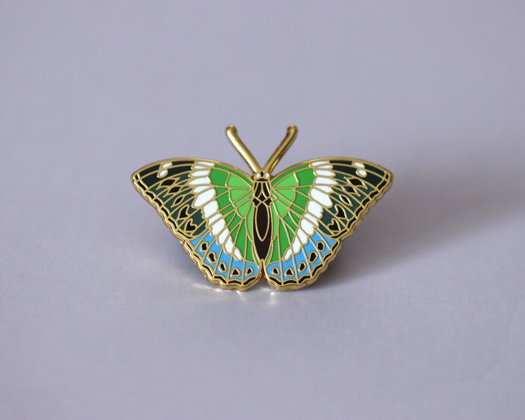 Himalayan Blue Duke Butterfly Enamel Pin - Gold Plated Lapel Pin - Etsy
