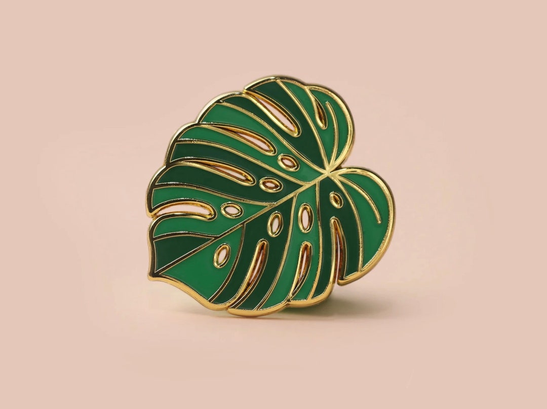 Monstera Enamel Pin: Gold Plant Lapel Pin - Etsy