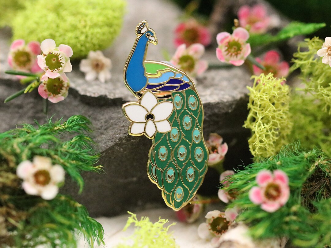 Peacock Enamel Pin Bird Enamel Pin Enamel Lapel Pin Etsy