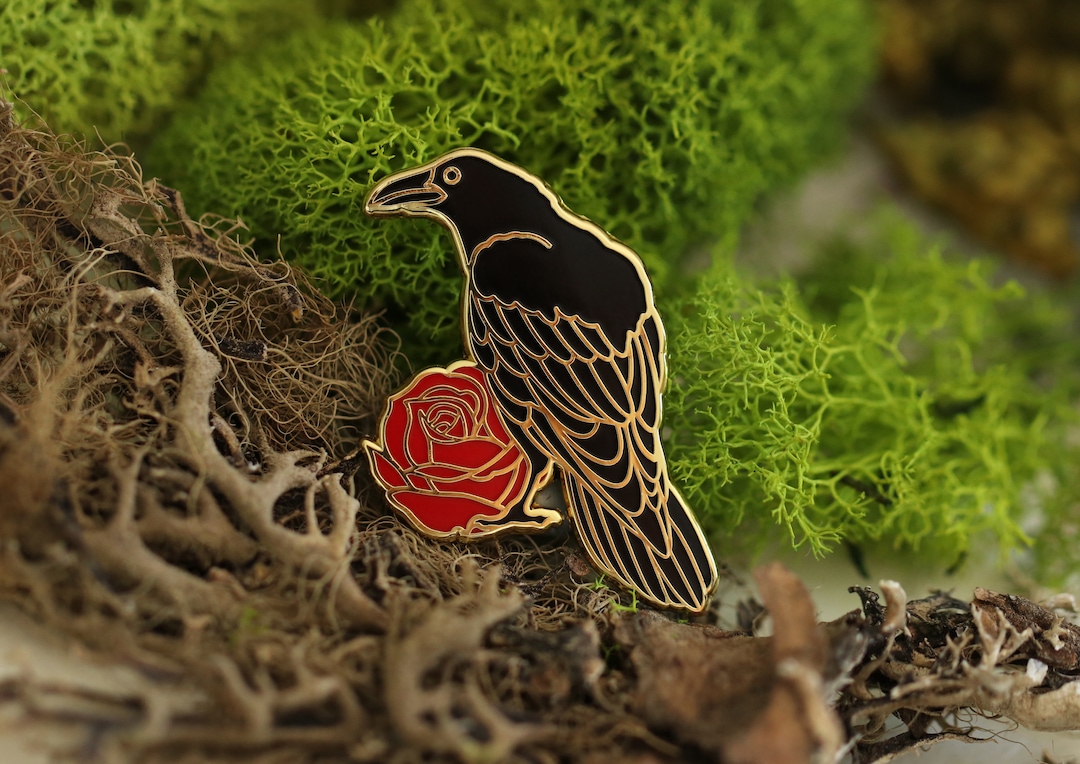 Raven Hard Enamel Pin - Enamel Lapel Pin - Crow Enamel Pin - Etsy