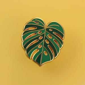 Monstera Enamel Pin: Gold Plant Lapel Pin - Etsy
