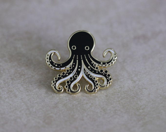 Octopus Pin Brooch 24 Karat Gold Plate or Matte Silver Ox Squid ...