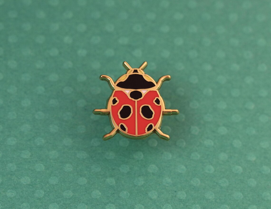Ladybug Enamel Pin: Gold Plated Hard Enamel - Lucky Charm - Etsy