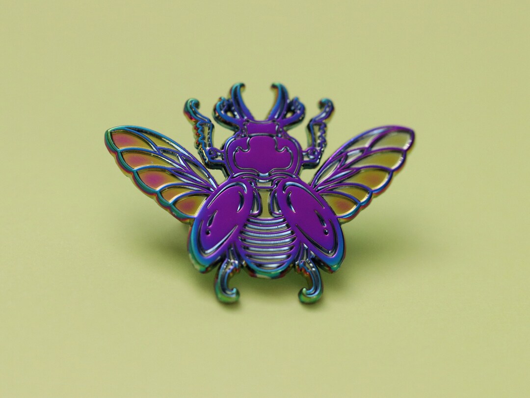 Rainbow Stag Beetle Hard Enamel Pin - Enamel Lapel Pin - Beetle Enamel ...