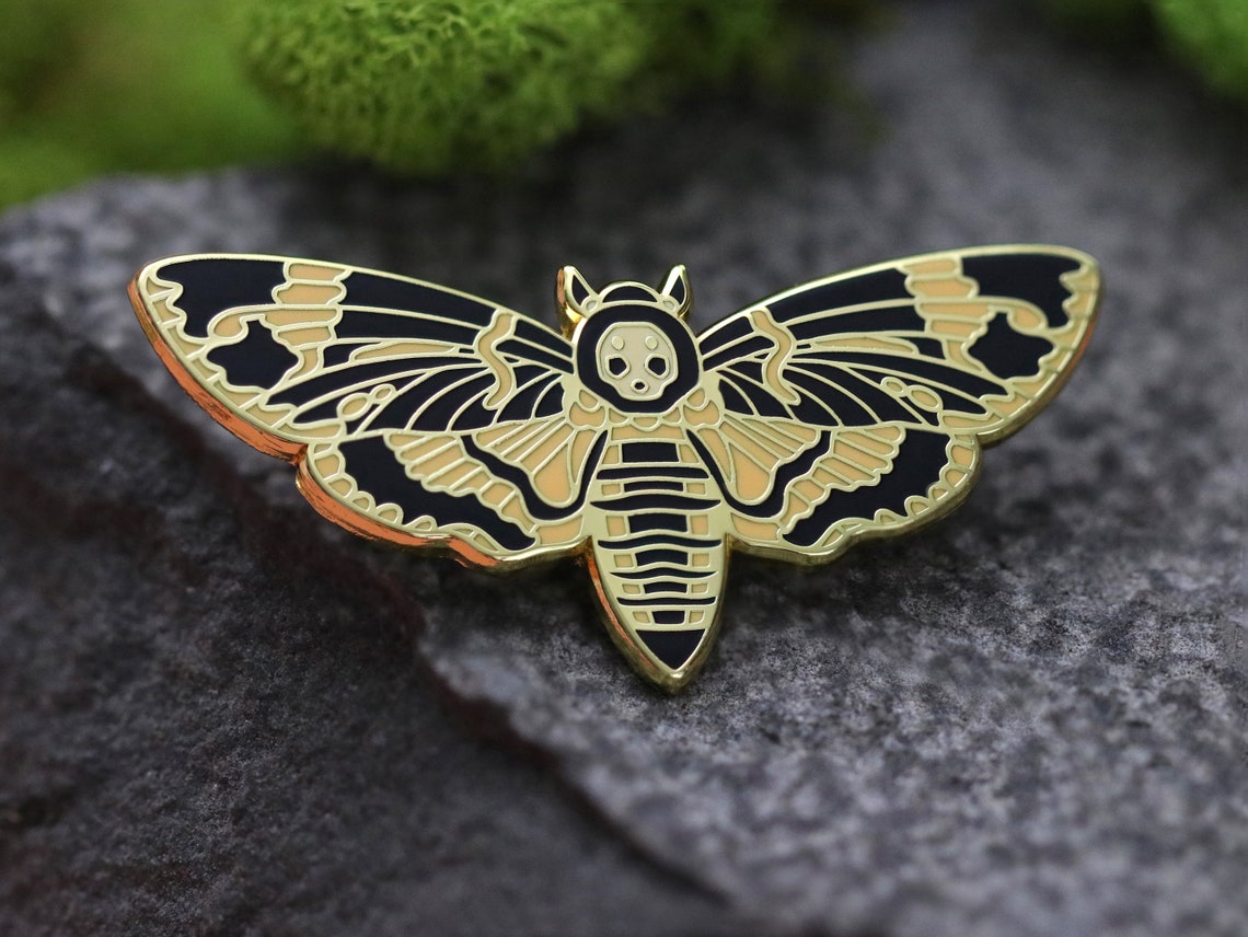 Death's-head Hawkmoth Enamel Pin: Gold Plated Moth Lapel Pin - Etsy