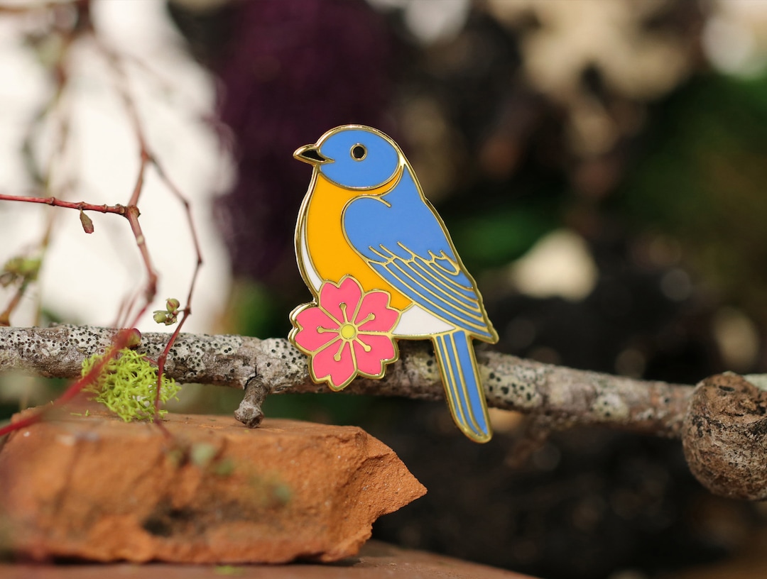 Bluebird Enamel Pin: Gold Plated Lapel Pin - Pinbeast Studio - Etsy