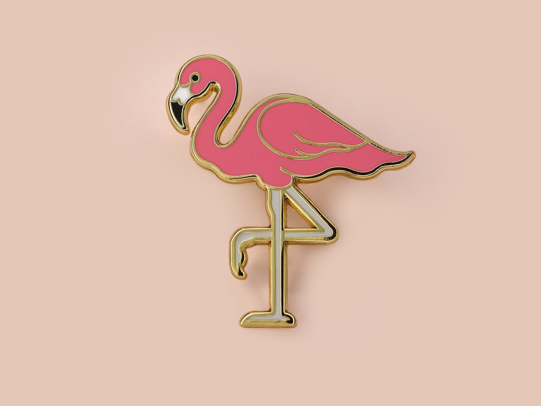 Flamingo Enamel Pin: Gold Plated Lapel Pin - Pinbeast Studio - Etsy
