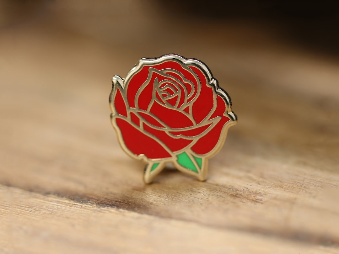 Red Rose Hard Enamel Pin Enamel Lapel Pin Simple Red Rose Pin Etsy