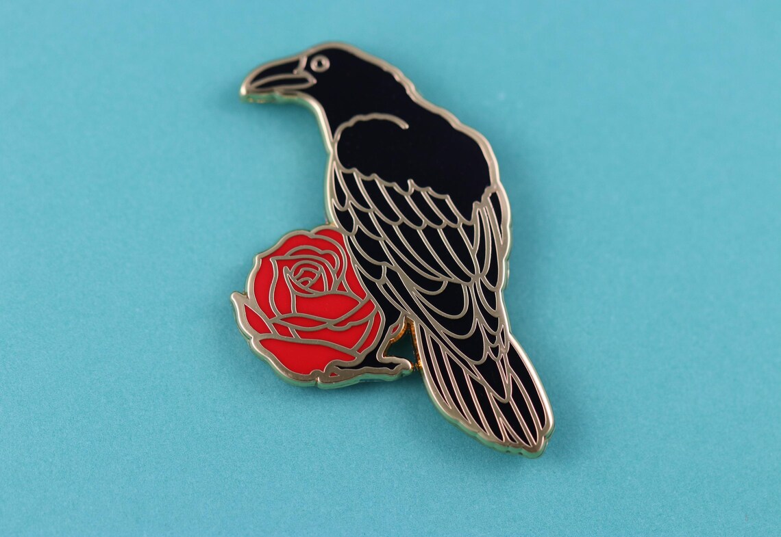 Raven Hard Enamel Pin: Crow Lapel Pin - Etsy