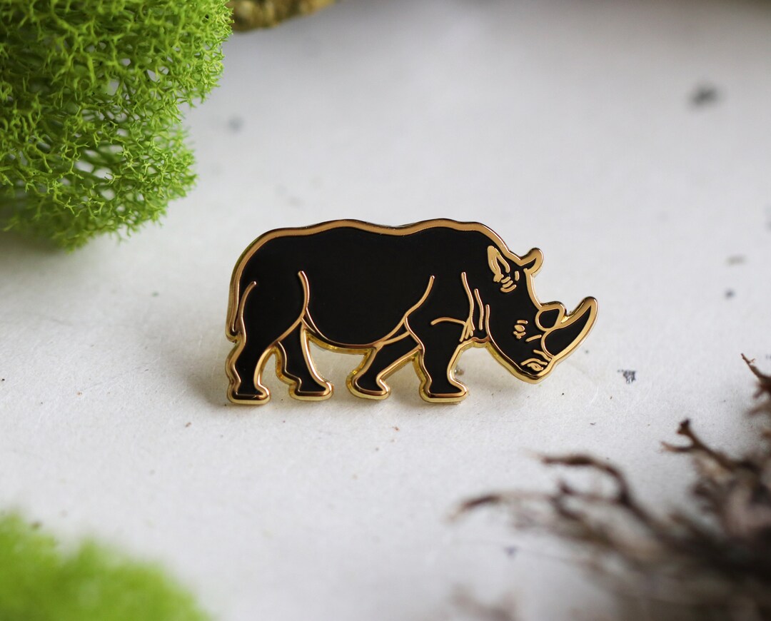 Rhino Enamel Pin - Hard Enamel Pin- Enamel Lapel Pin - Etsy