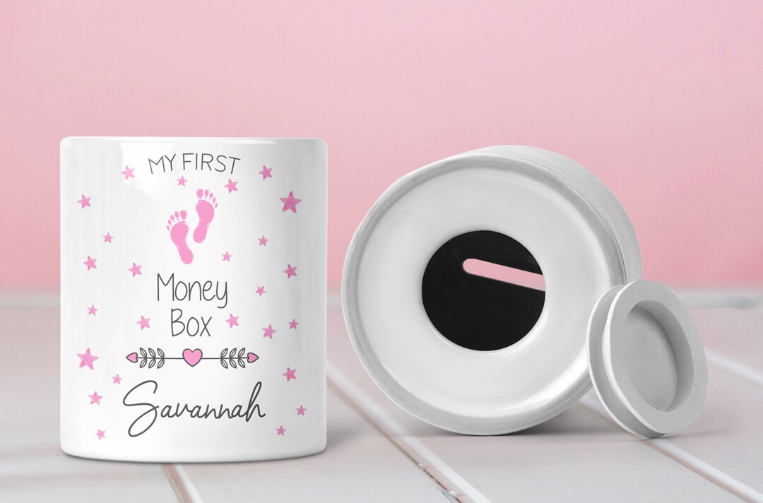 Personalised My First Money Box, New Baby Girl, Christening Gift, Baby ...