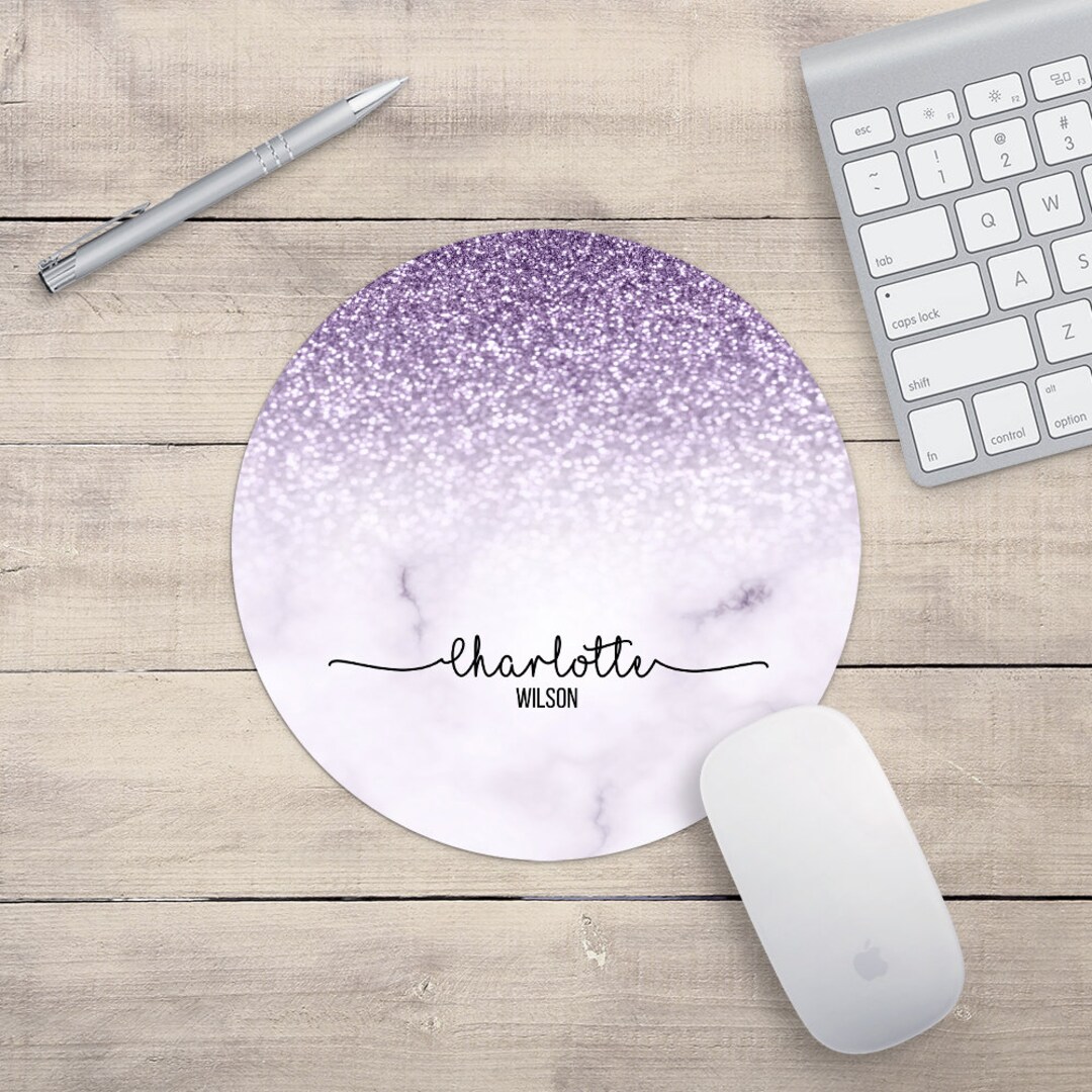 Personalised Glitter Effect Purple Mouse Mat Rectangle or Round ...