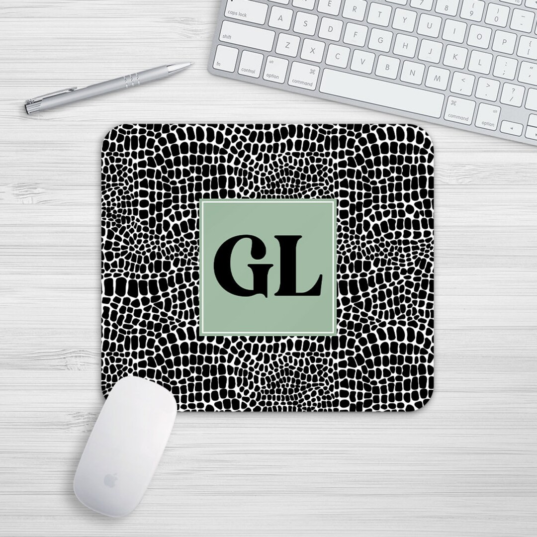 Personalised Crocodile Print Mouse Mat Initials Rectangle or Round ...