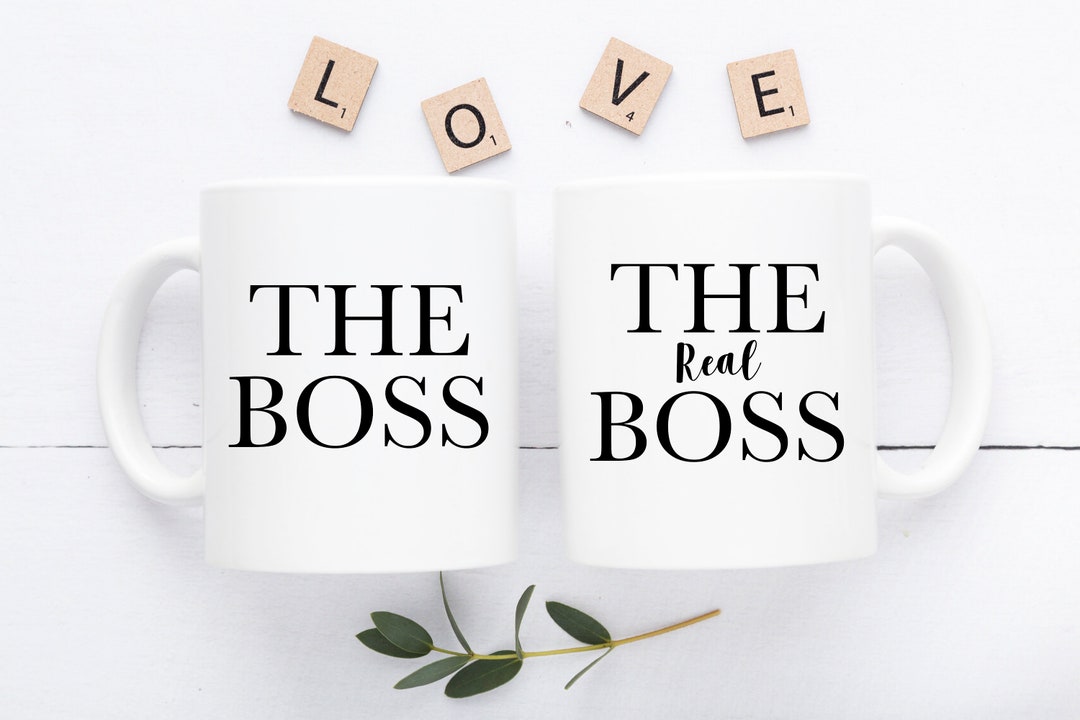 The Boss the Real Boss Mug Set, Gift for Couples, Newlyweds ...