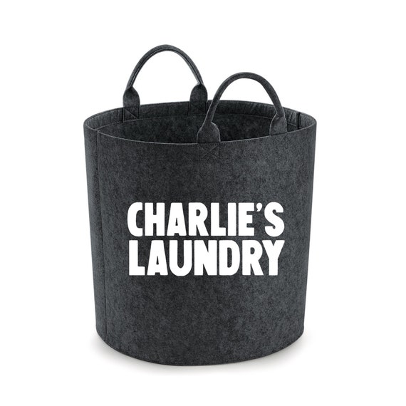 Boys Laundry Basket Personalised Washing Baskets Custom Name Boy Bedroom Storage Gift Home Decor Accessories Gifts Trug Grey Charcoal Large