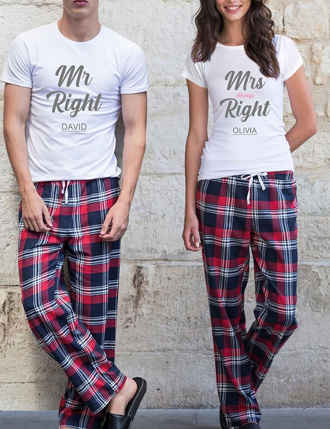 His and Hers Matching Pyjamas, Personalised Mr Mrs Pajamas, Couples ...