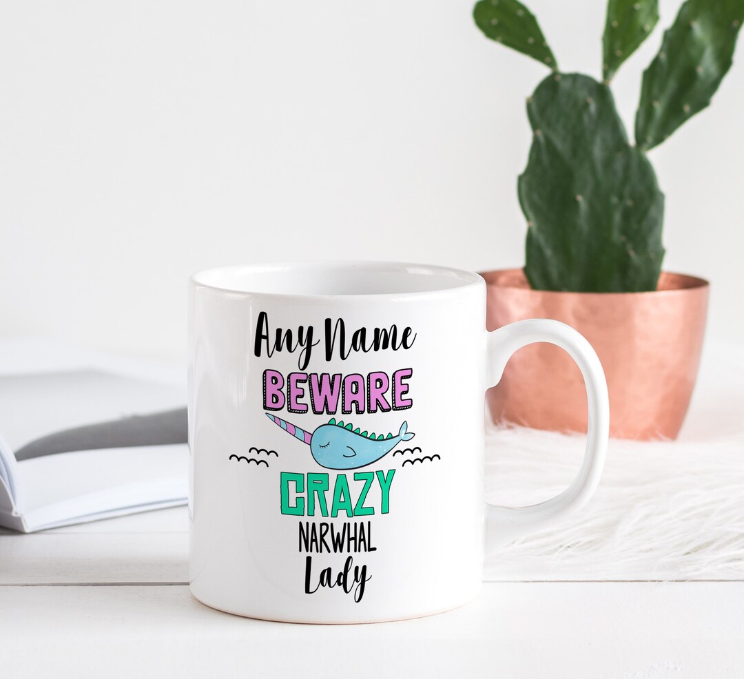 Personalised Narwhal Mug | Custom Name | Funny Mugs | Coffee Tea Cup ...