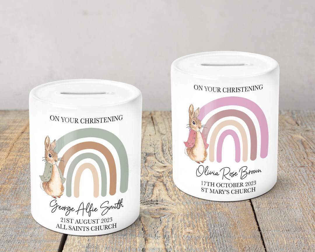 Personalised Money Box Christening Gift Baby Boy Baby Girl Keepsake ...