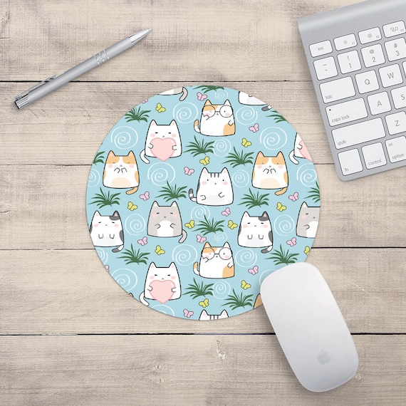 Cat Cartoon Illustration Cats Cute Mouse Mat Rectangle or | Etsy