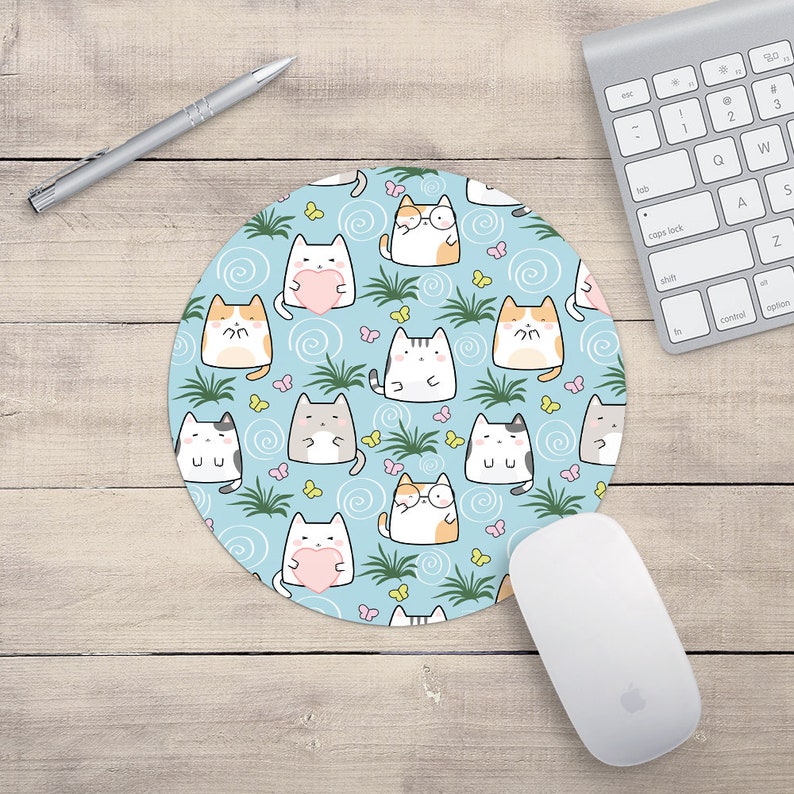 Cat Cartoon Illustration Cats Cute Mouse Mat Rectangle or - Etsy