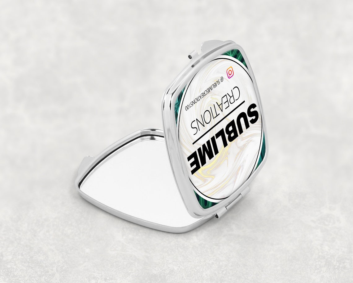 Personalised Silver Compact Pocket Mirror Damask Custom Name Initials ...