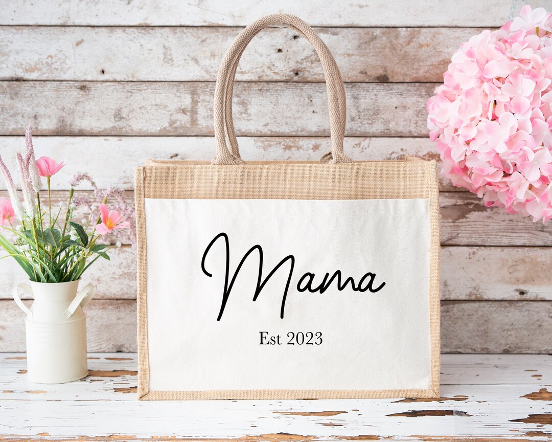 Personalised Mama Bag, Jute Bag for Mums, Custom Tote Bags, New Mum ...