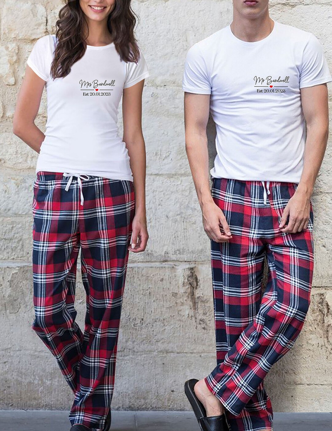 Mr and Mrs Pyjamas, Personalised Name, His & Hers Matching Pajamas ...
