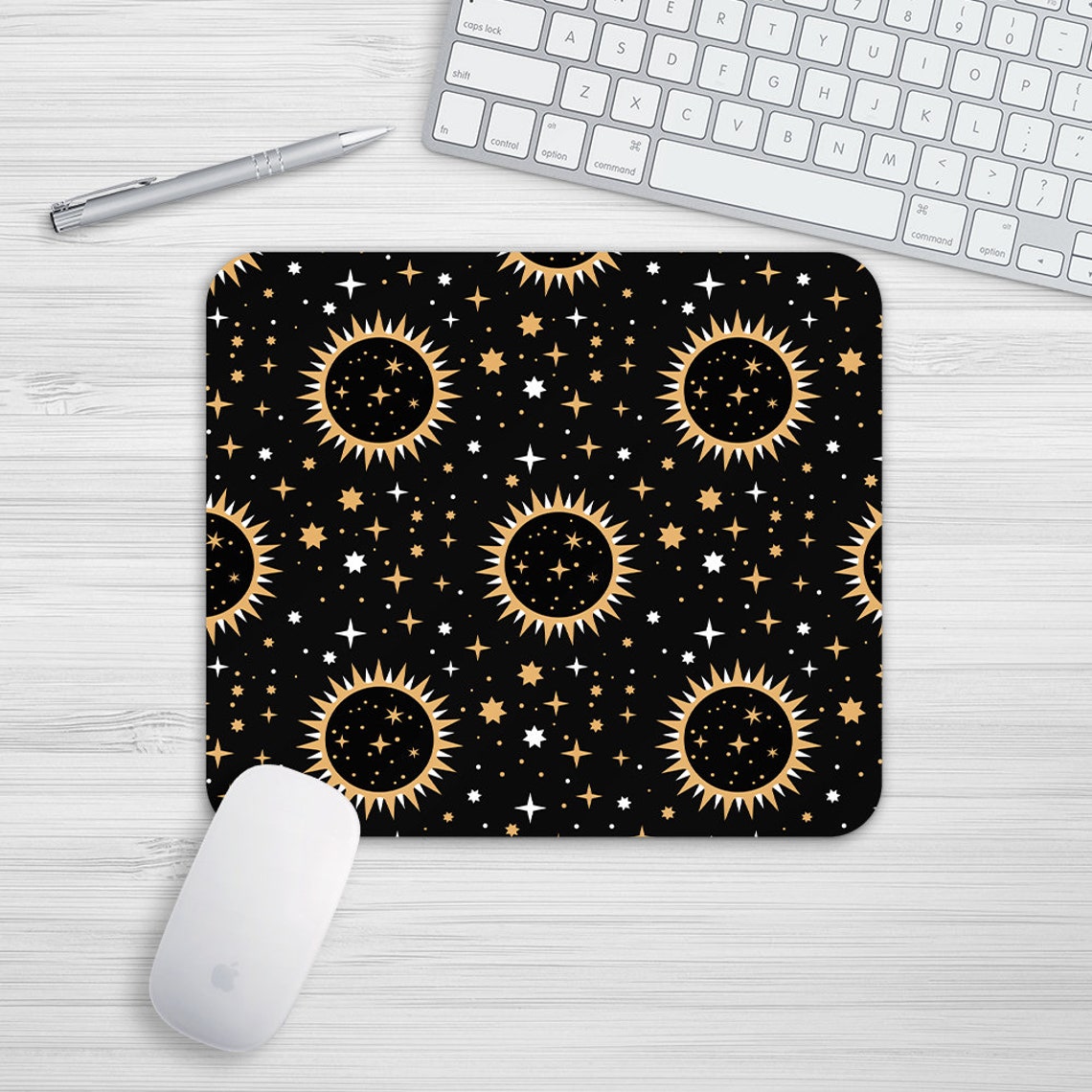 Black Gold Moon Sun Star Celestial Mouse Mat Rectangle or - Etsy