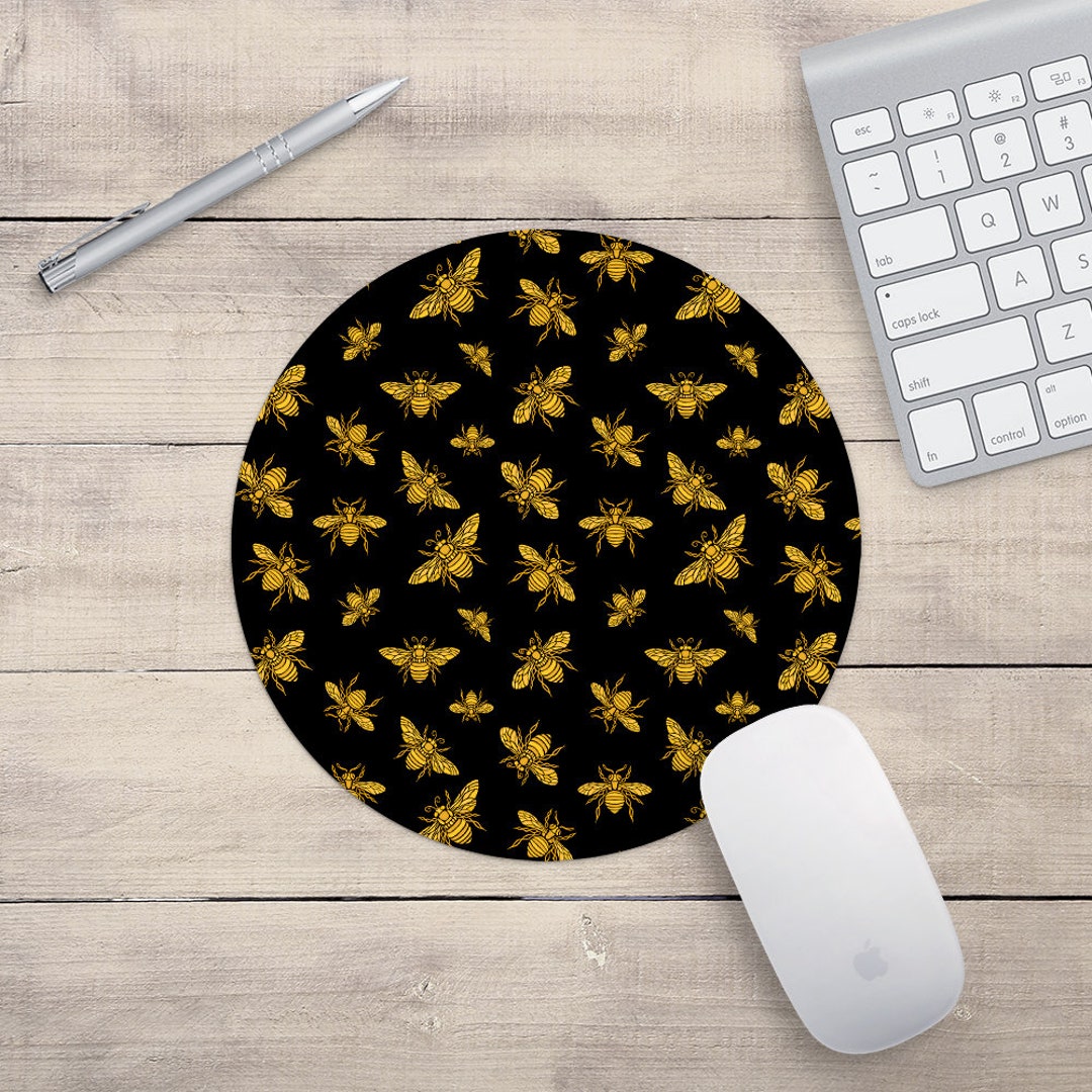 Honey Bee Bumble Bee Bees Print Mouse Mat Rectangle or Round Mousepad ...