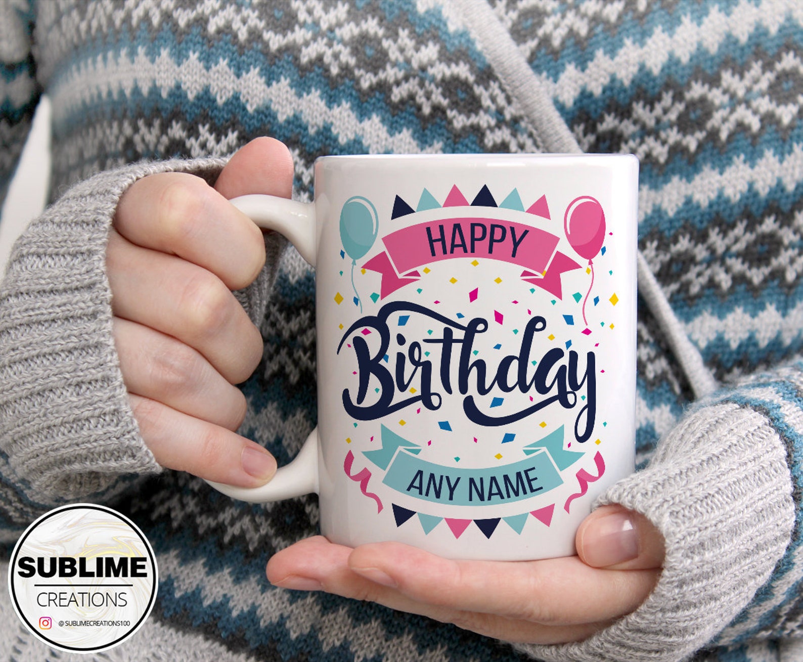Personalised Happy Birthday Balloon Celebration Mug Custom - Etsy